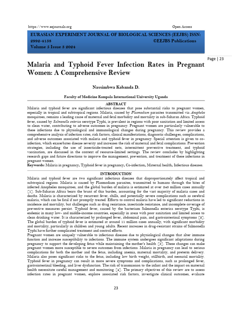 Malaria & Typhoid in Pregnant Women Review | PDF | Malaria | Pregnancy