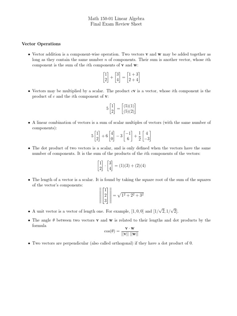 Basic Linear Algebra Review | PDF | Matrix (Mathematics) | Eigenvalues ...