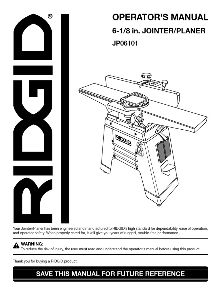 Jointer Planer JP06101 | PDF | Manufactured Goods | Electrical Engineering