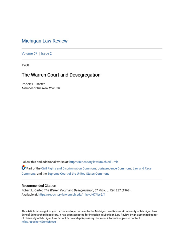 Warren Court's Impact on Desegregation | PDF | Brown V. Board Of ...