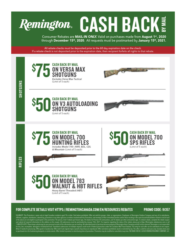 Rem 2020-Q3-Rebates Firearms CAN EN-min | PDF | Rebate (Marketing ...
