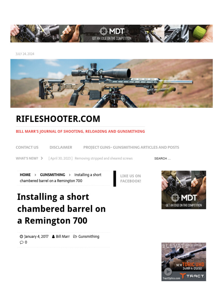 Installing A Short Chambered Barrel On A Remington 700 | PDF | Gun ...
