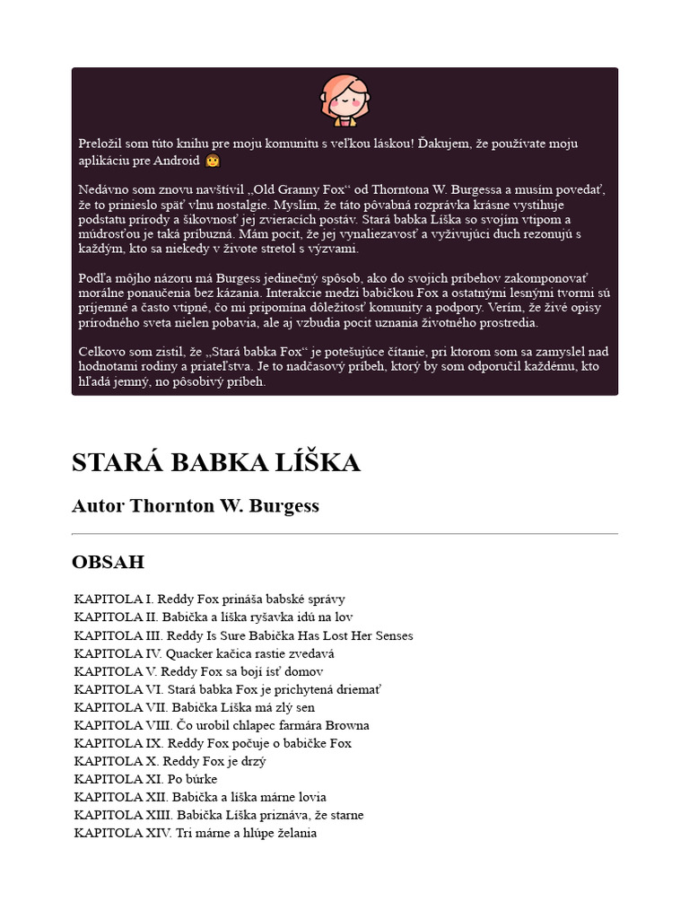 Stará Babka Líška | PDF