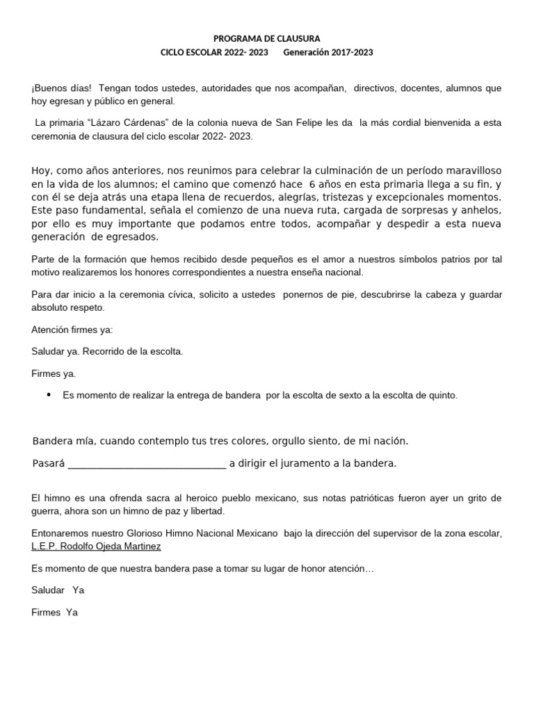 Programa de Clausura | PDF