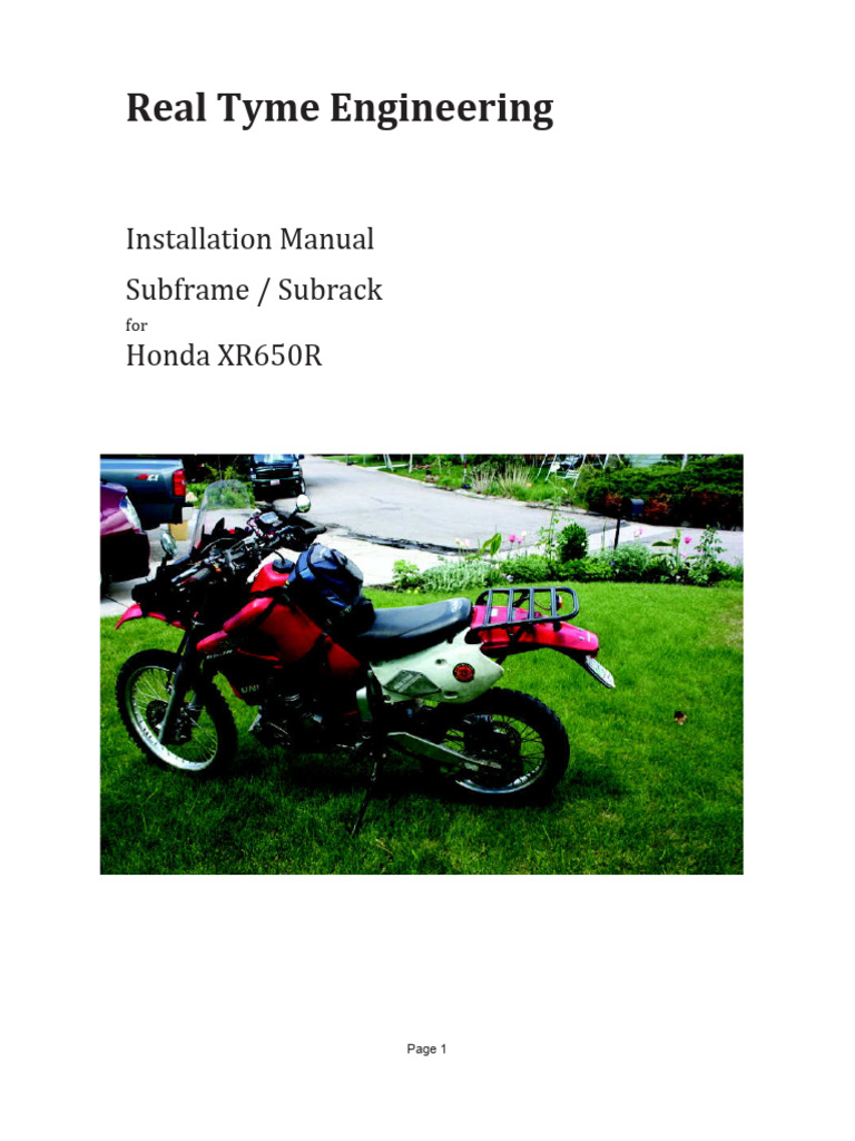 Install Manual XR650 Subframe C1 | PDF