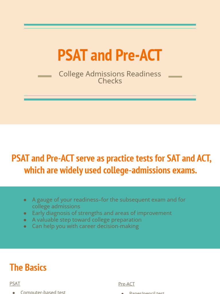 PSAT vs. Pre-ACT | PDF | Sat | Psat/Nmsqt