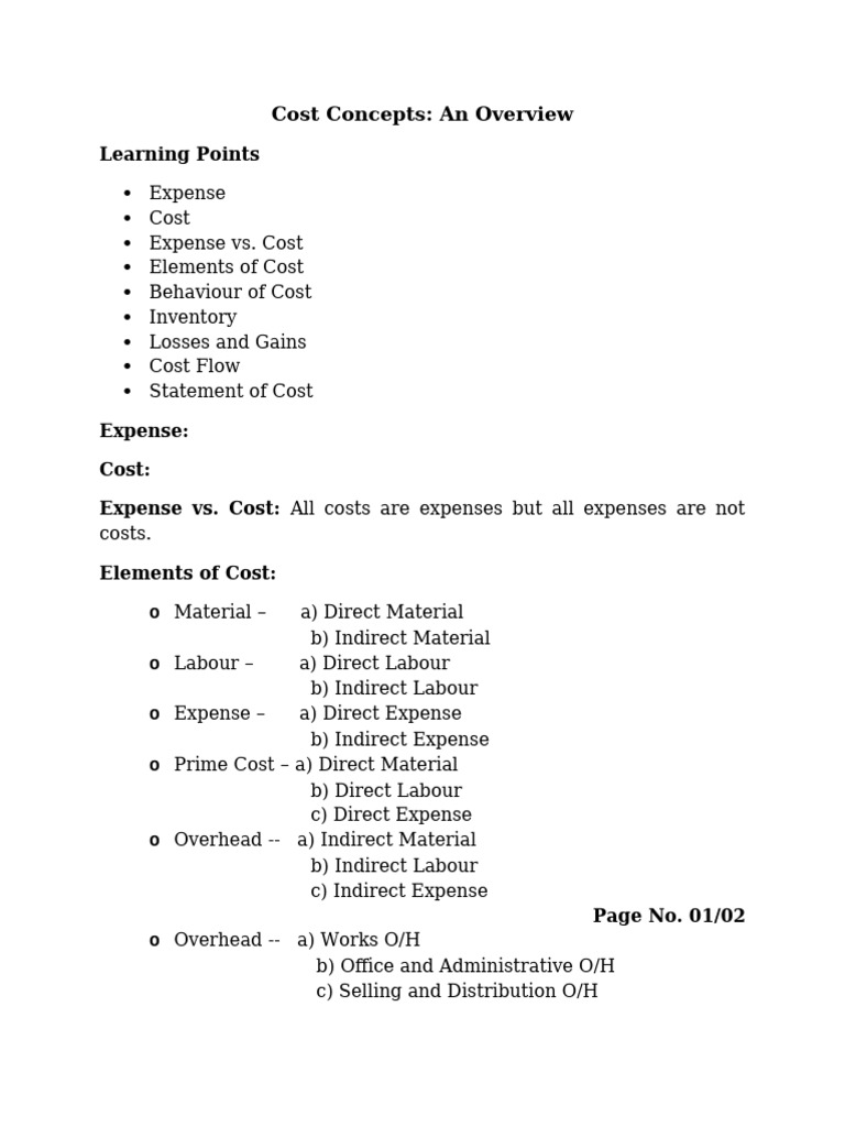 2a) - Cost Concepts - An Overview | PDF