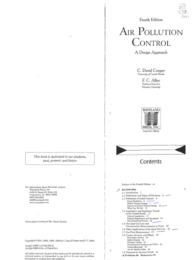 Air Pollution Control A Design Approach | PDF