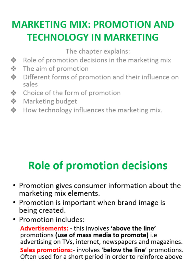 Marketing Mix: Promotion & Technology Insights | PDF | Advertising ...