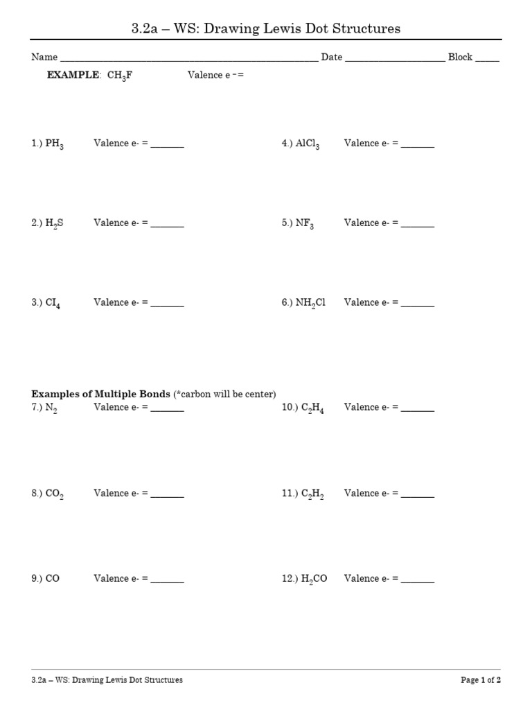 Lewis Dot Structures Worksheet | PDF | Teaching Methods & Materials