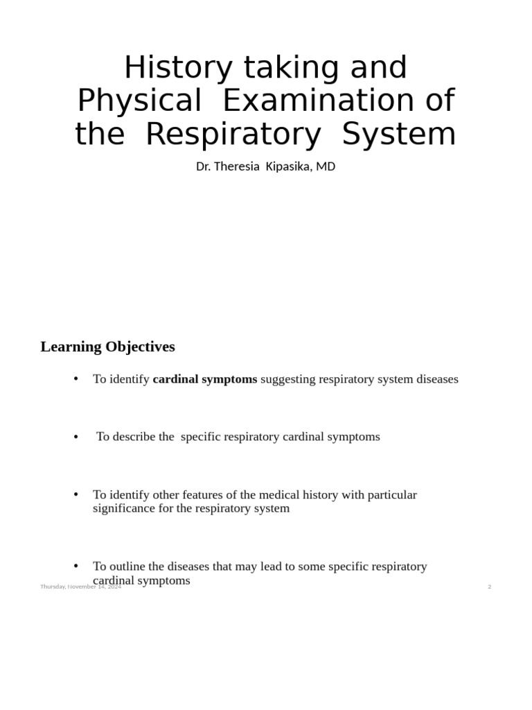 Respiratory HX Taking and Examination | PDF | Cough | Lung