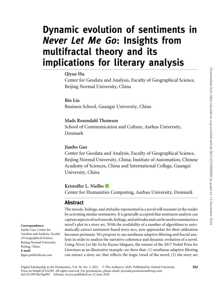 Dynamic Evolution of Sentiments in Never Let Me Go | PDF | Philosophy