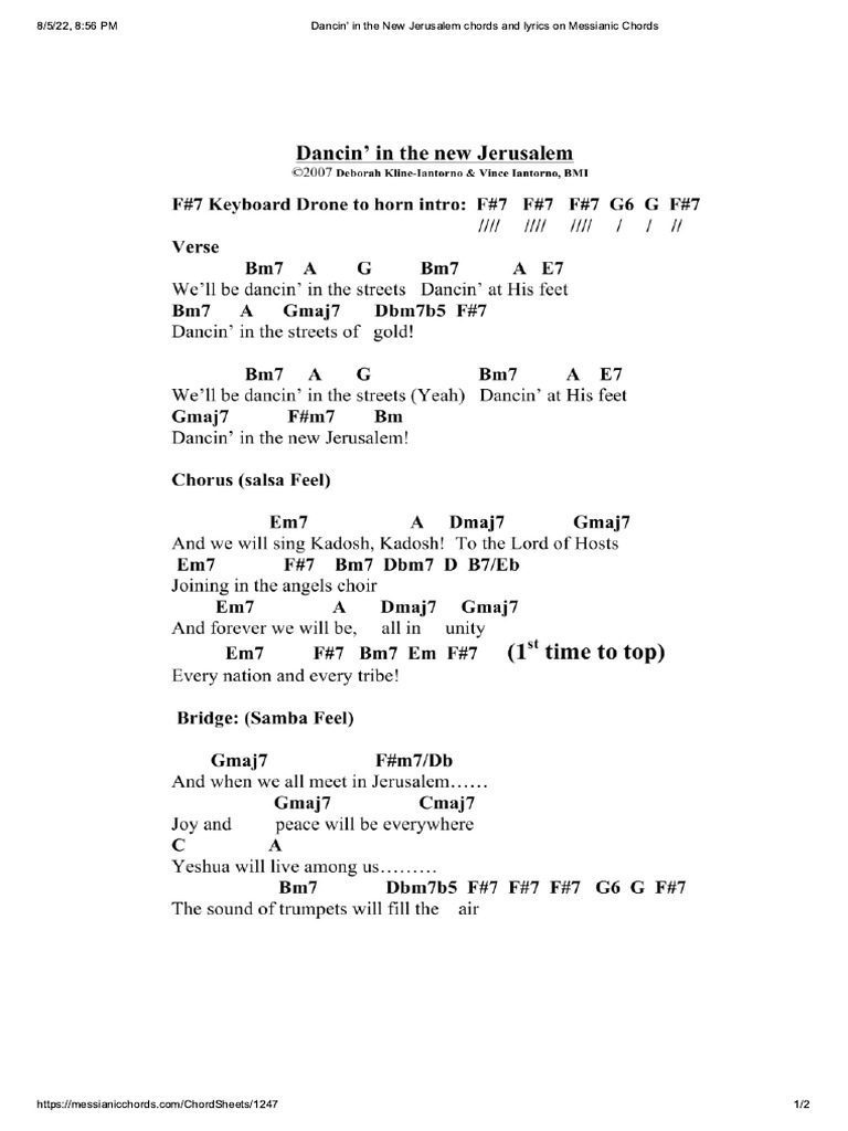 Dancin - in The New Jerusalem Chords and Lyrics On Messianic Chords | PDF