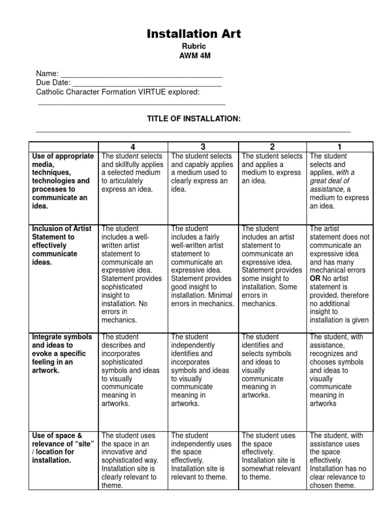 installation_art_rubric | PDF | Installation Art