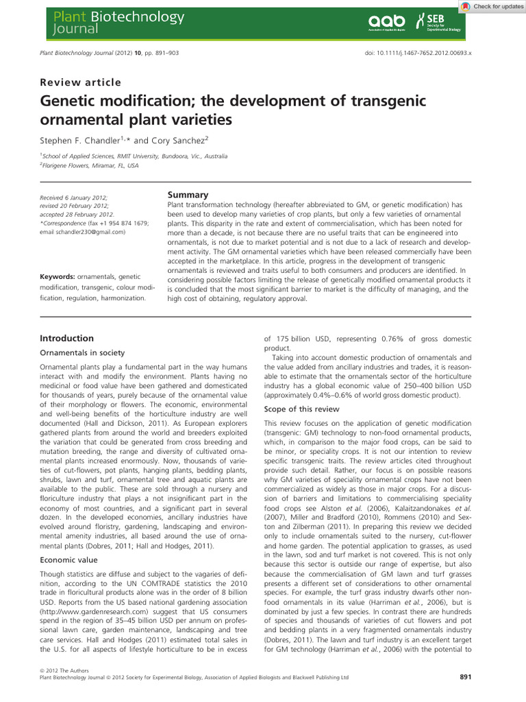 Plant Biotechnology Journal - 2012 - Chandler - Genetic Modification ...