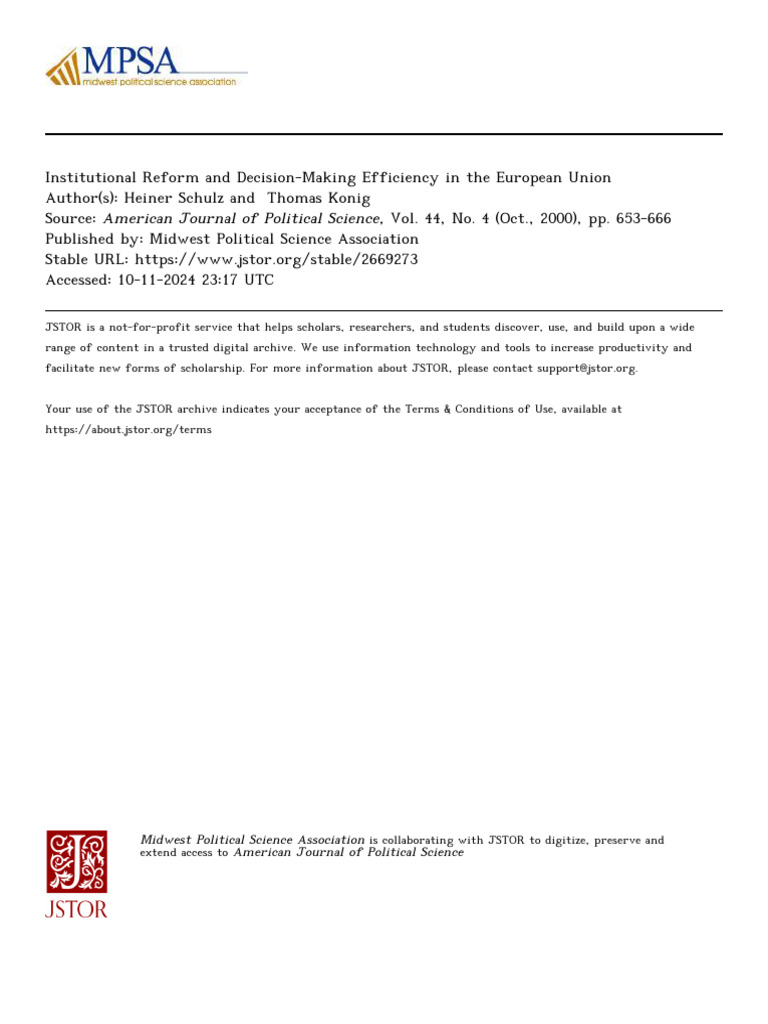 Institutional Reform and Decision-Making Efficiency in The European ...