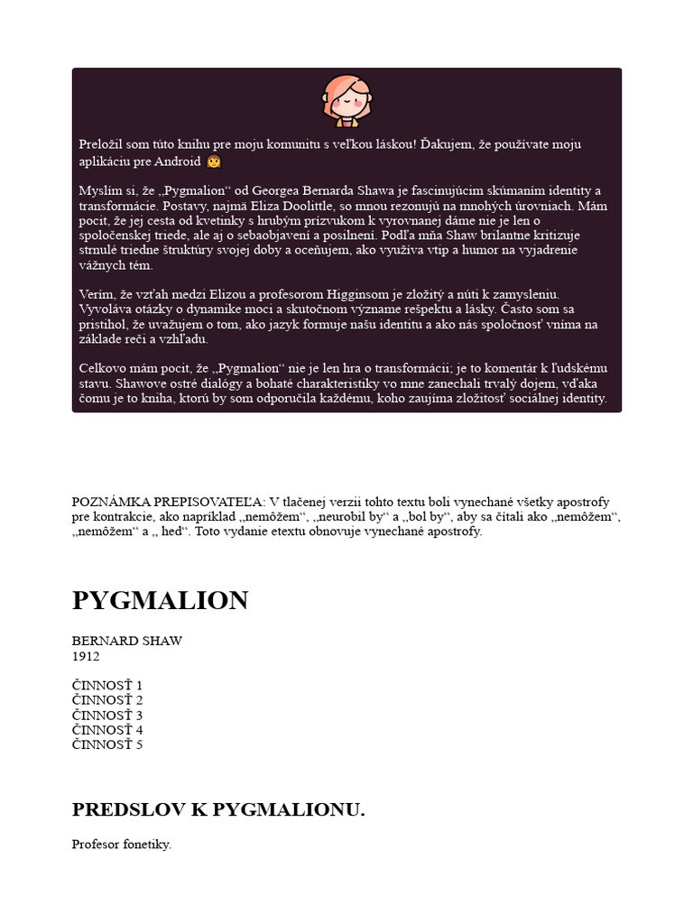 Pygmalion | PDF