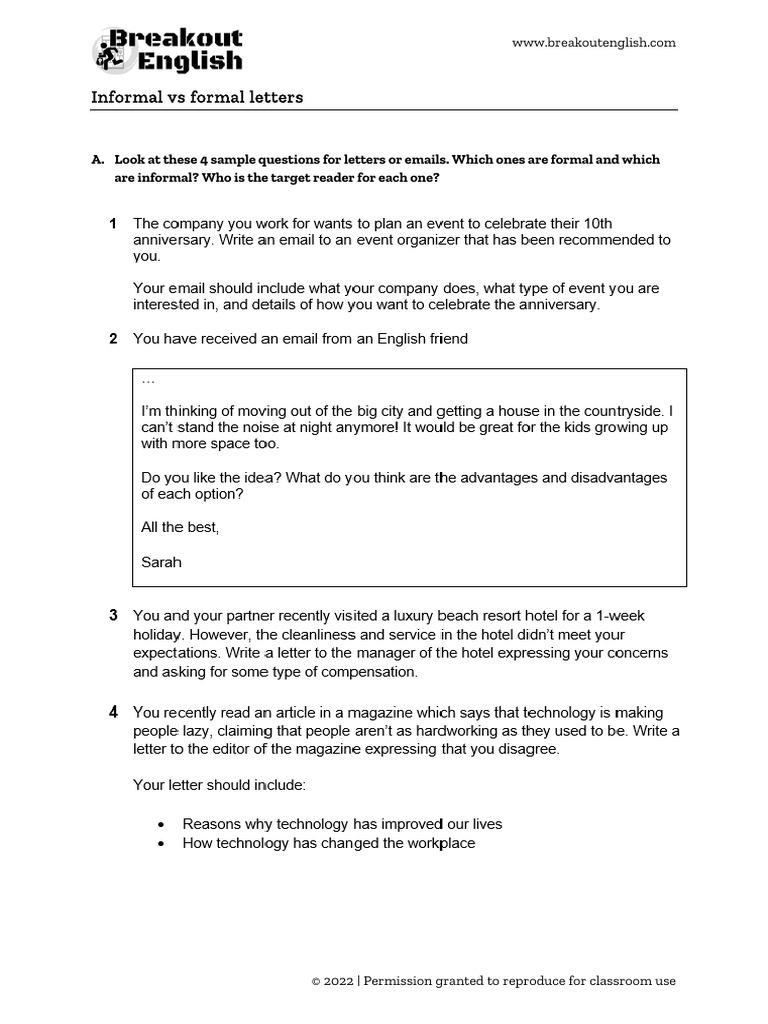 Informal Vs Formal Letters | PDF