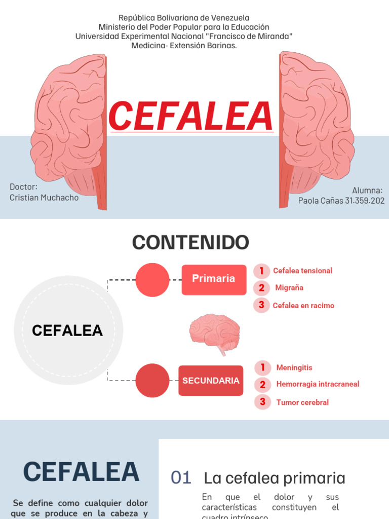 Cefalea: Tipos y Tratamientos | PDF | Dolor de cabeza | Migraña