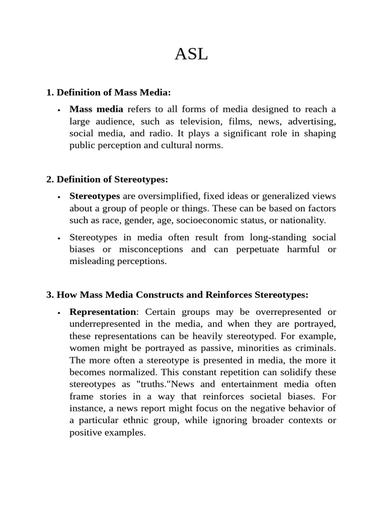 Definition of Mass Media: Mass Media | PDF | Stereotypes | Popular ...
