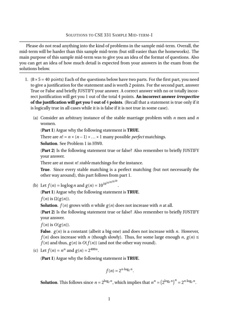 Mid Term 1 Practice Soln | PDF | Vertex (Graph Theory) | Algorithms