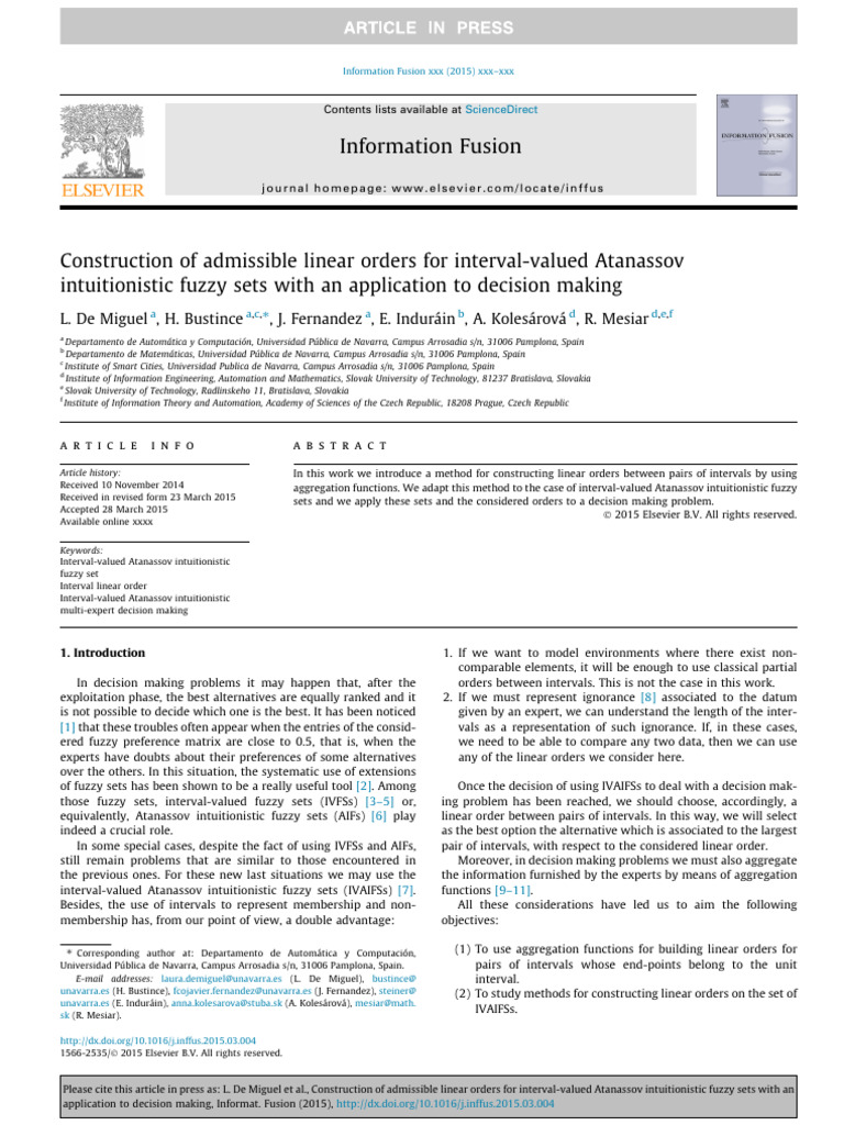 Construction of Admissible Linear Orders For Interval-Valued Atanassov Intuitionistic Fuzzy Sets ...