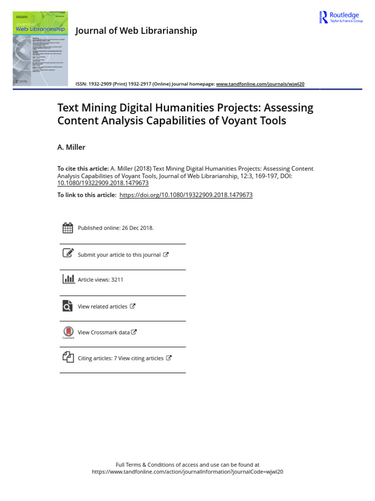 Text Mining Digital Humanities Projects Assessing Content Analysis ...