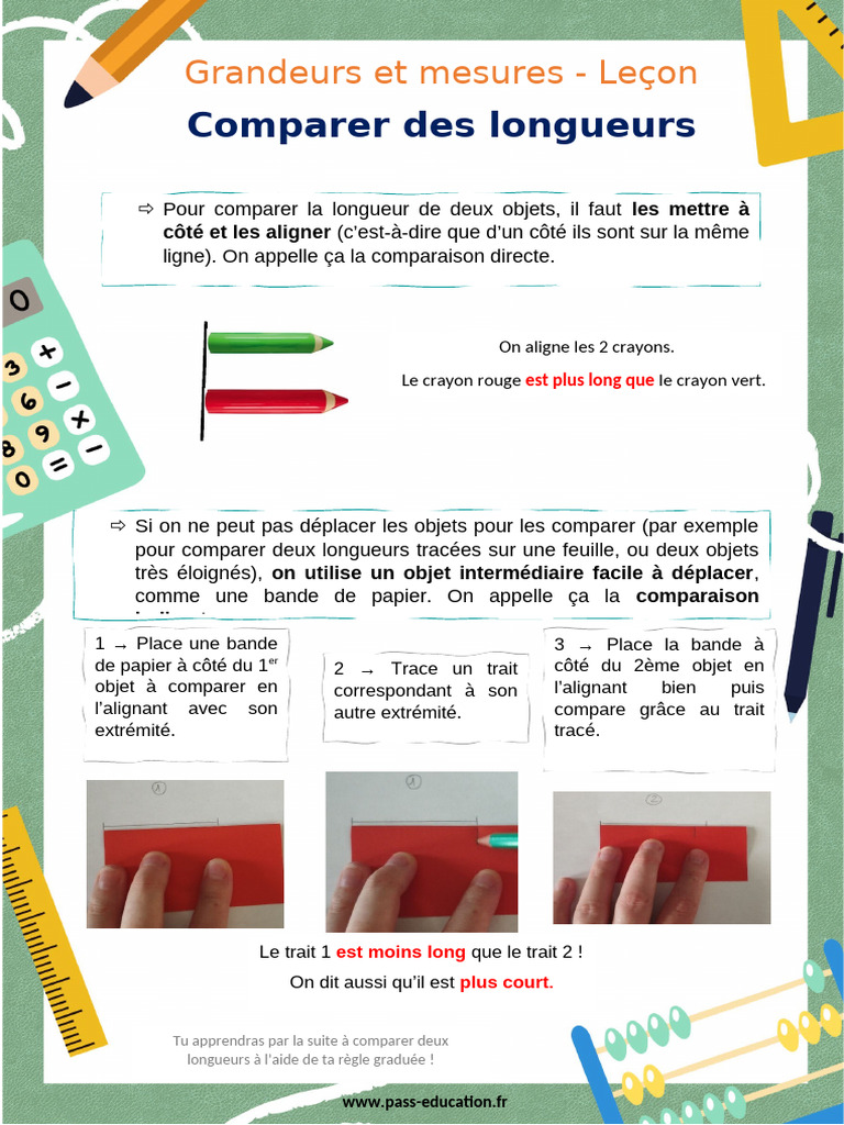 Comparer des longueurs en maternelle | PDF | Longueur