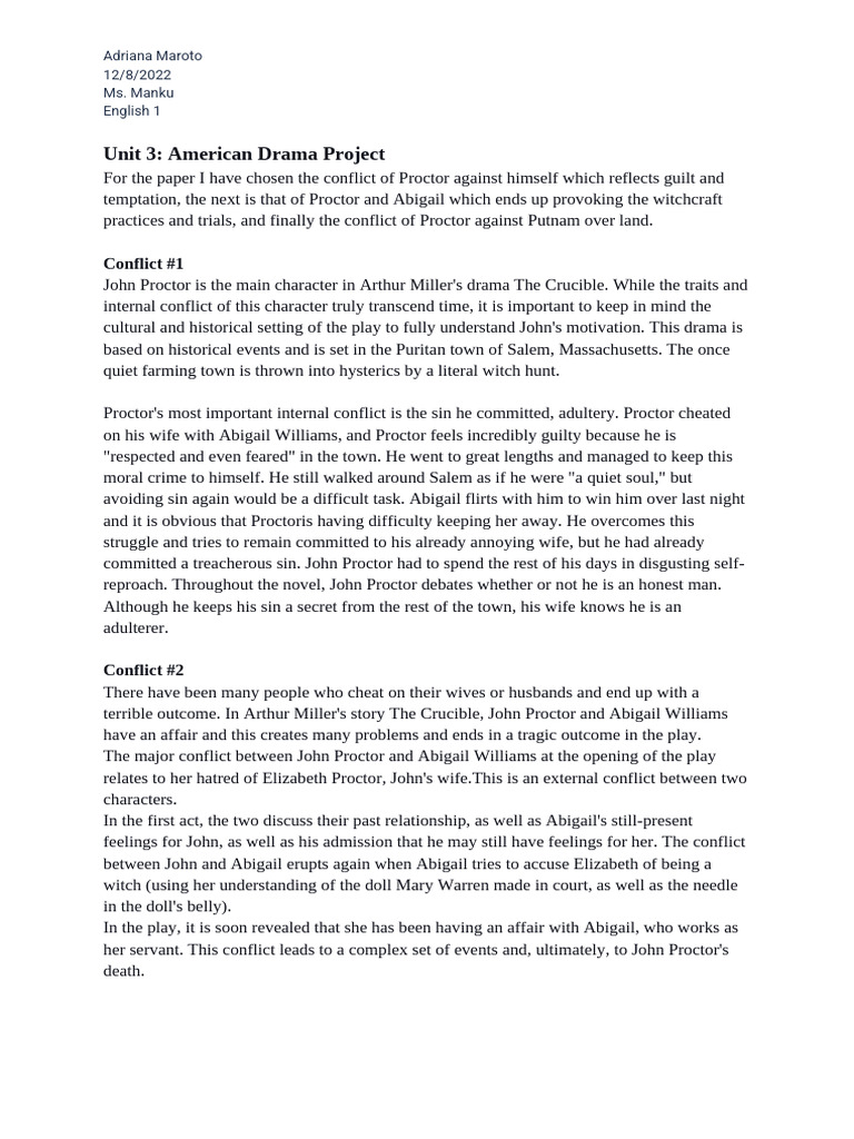 Unit 3 - American Drama Project | PDF