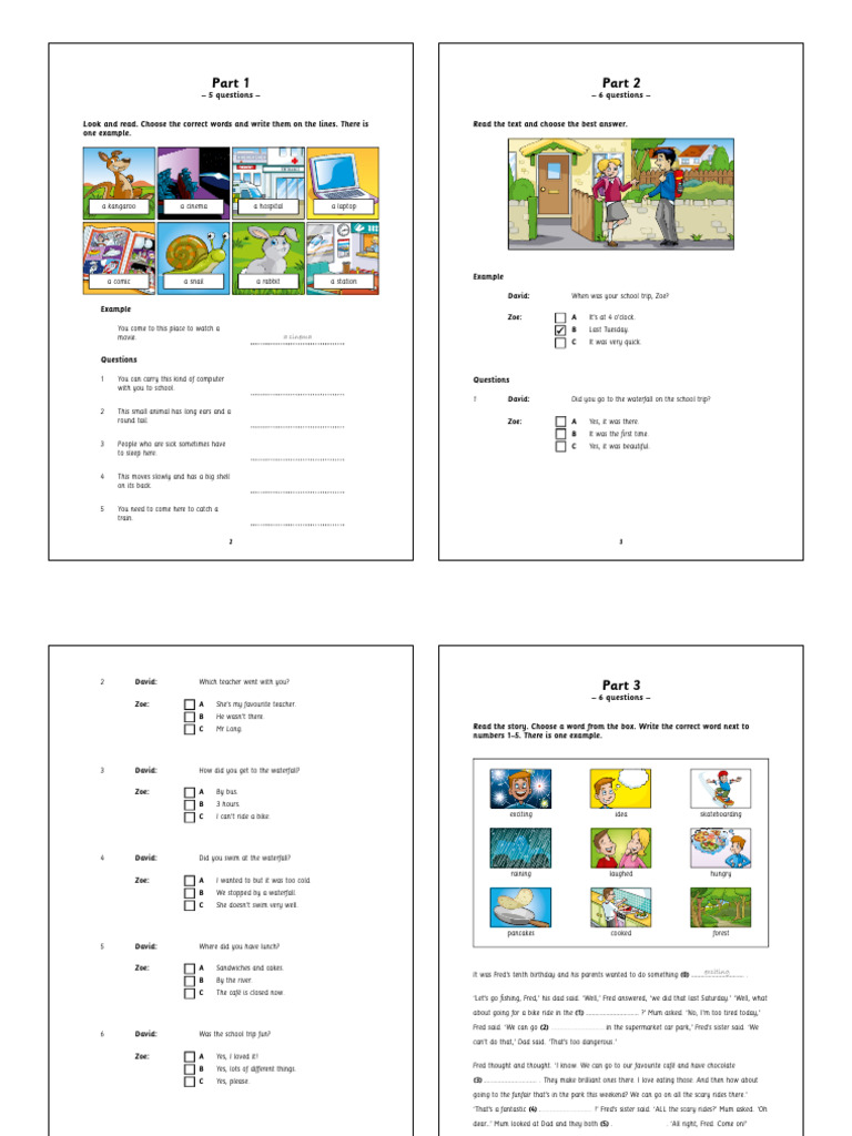 Movers Reading Writing Question Paper Interactive Pages Deleted | PDF