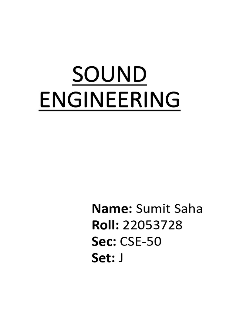 Sound Engineering | PDF