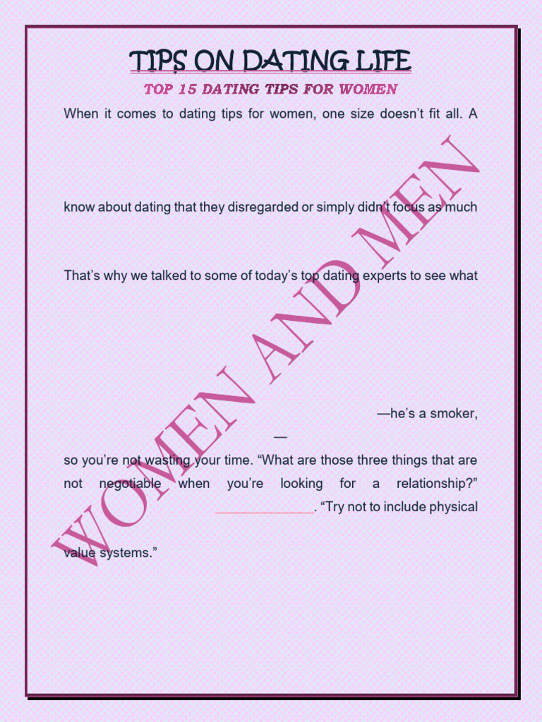 When It Comes To Dating Tips For Women | PDF | Intimate Relationships ...