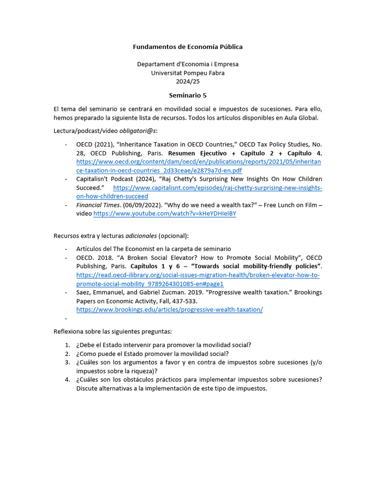 UPF FEP 2024 25 Seminario5 | PDF | Negocios