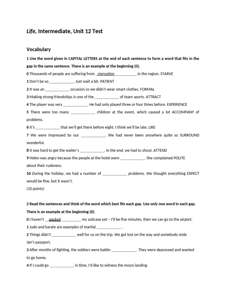 Life 2e - Intermediate - Unit 12 Test - Word | PDF | North Pole ...