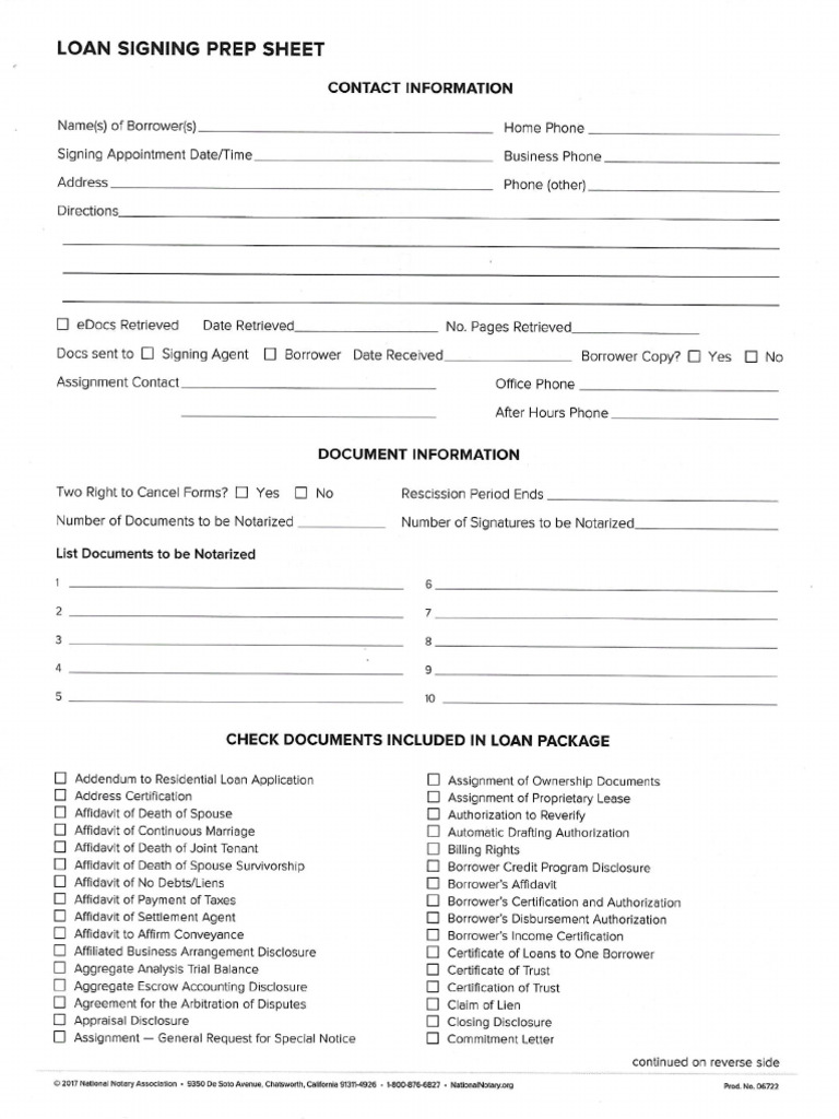 Loan Signing Checklist | PDF