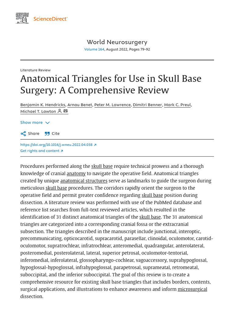 Anatomical Triangles For Use in Skull Base Surgery - A Comprehens | PDF ...