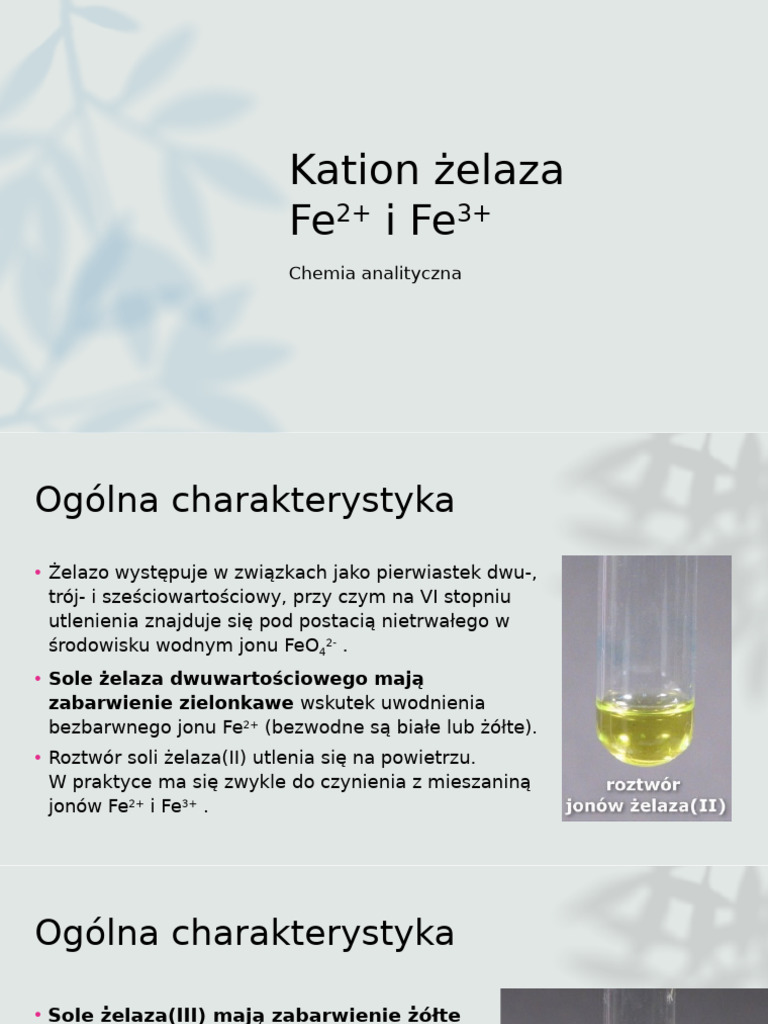Kation Żelaza Fe2+ I Fe3+ | PDF