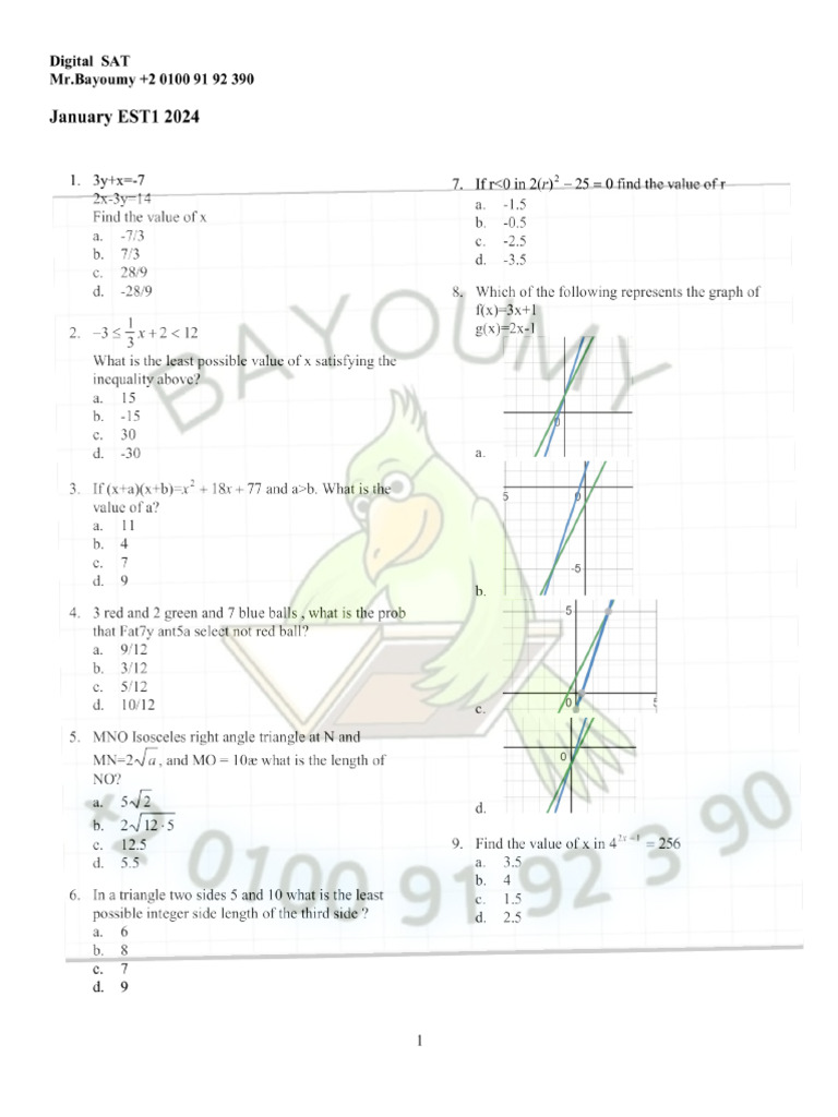 EST1 January 2024 MR - Bayoumy Coll by Students Inside and Out Side The Group | PDF