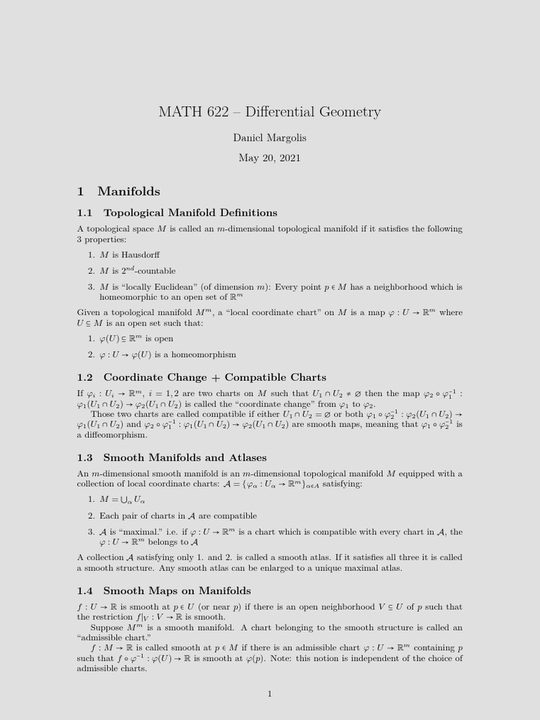 Differential Geometry | PDF | Manifold | Differentiable Manifold