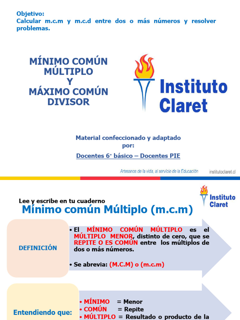 Mínimo Común Múltiplo y Máximo Común Divisor Matem 240725 000324 | PDF ...