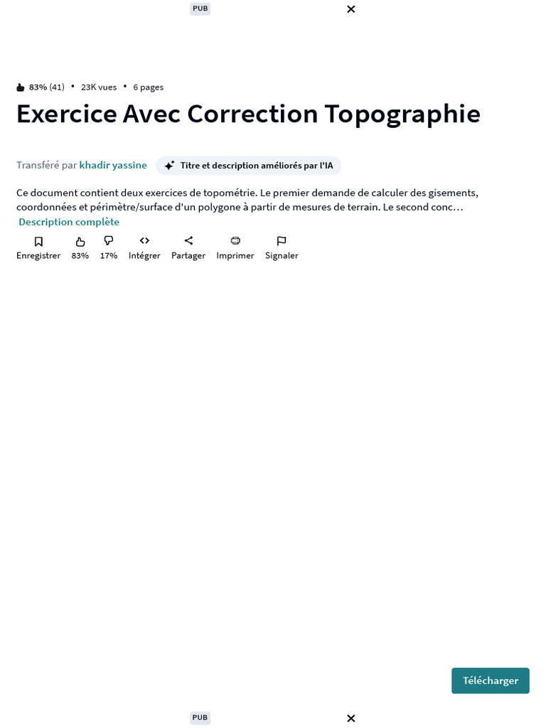 Exercices de Topométrie Corrigés | PDF