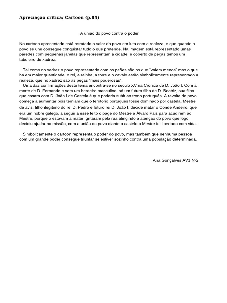 Apreciação Crítica - Cartoon (P | PDF