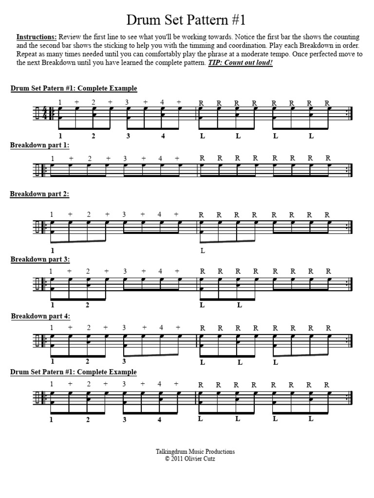 Drum Set Pattern 1 For Buckets | PDF