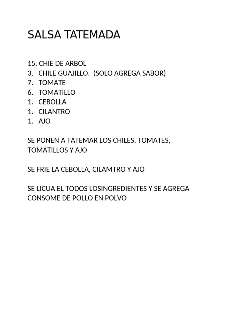 Salsa Tatemada | PDF
