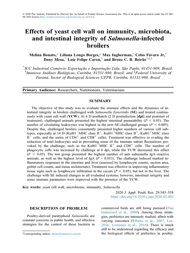 Effects of Yeast Cell Wall On Immunity Microbiota A - 2020 - Journal of ...