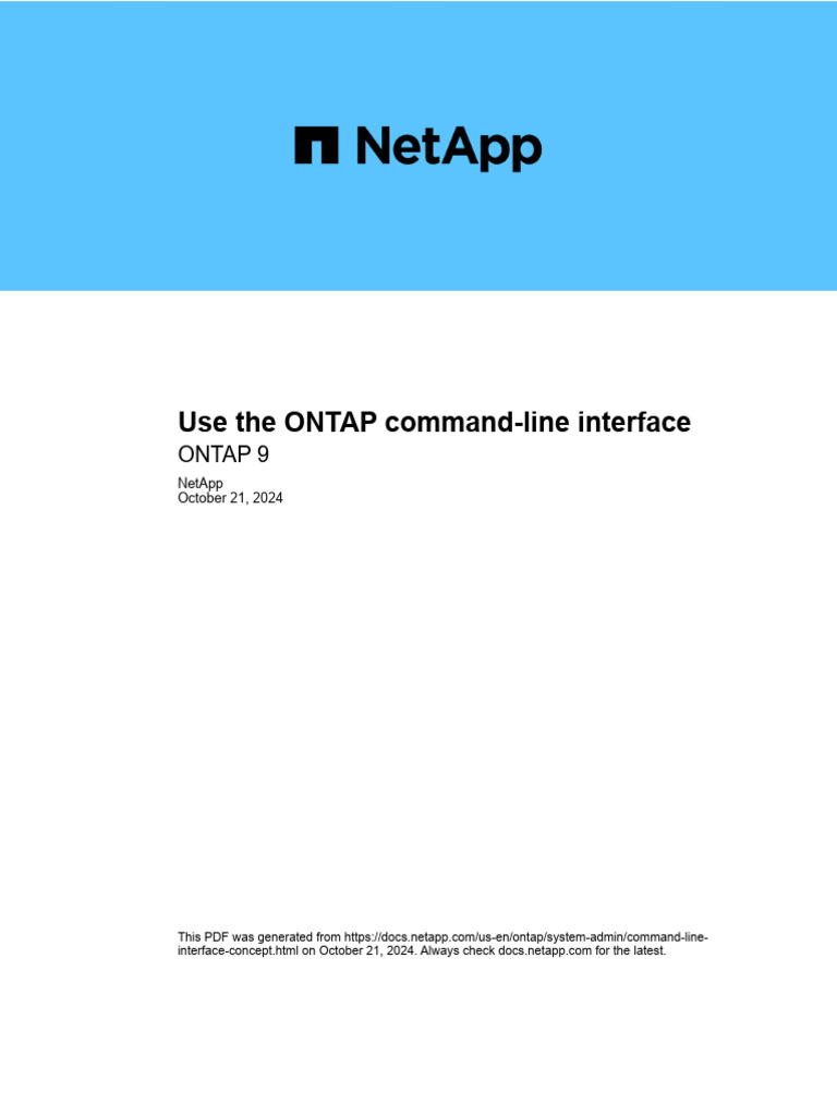 NetApp ONTAP9 Use - The - ONTAP - Command - Line - Interface | PDF | Command Line Interface ...
