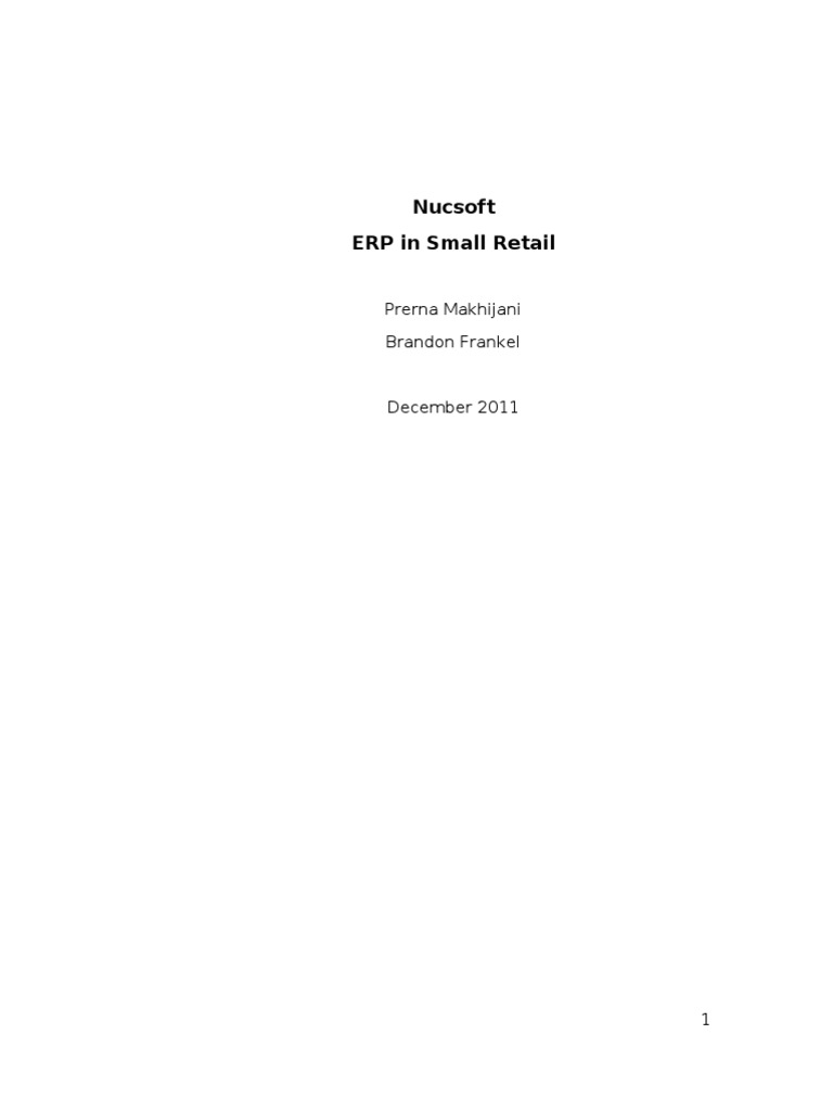 ERP Adoption in Small Retail | PDF