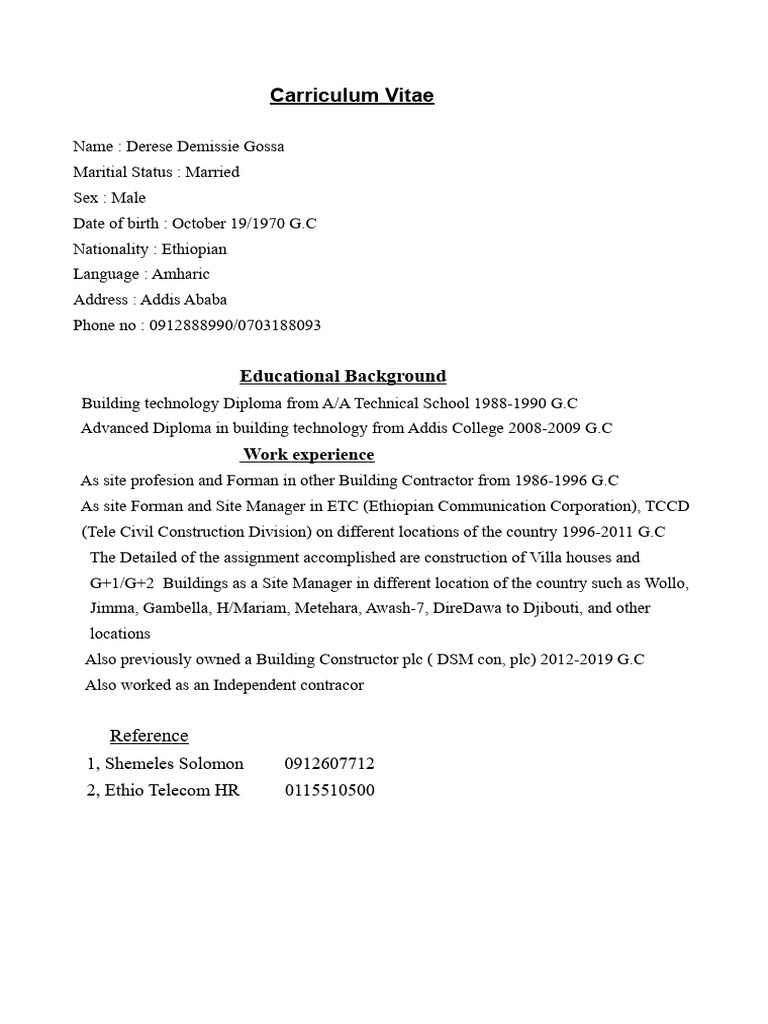 Carriculum Vitae: Educational Background | PDF