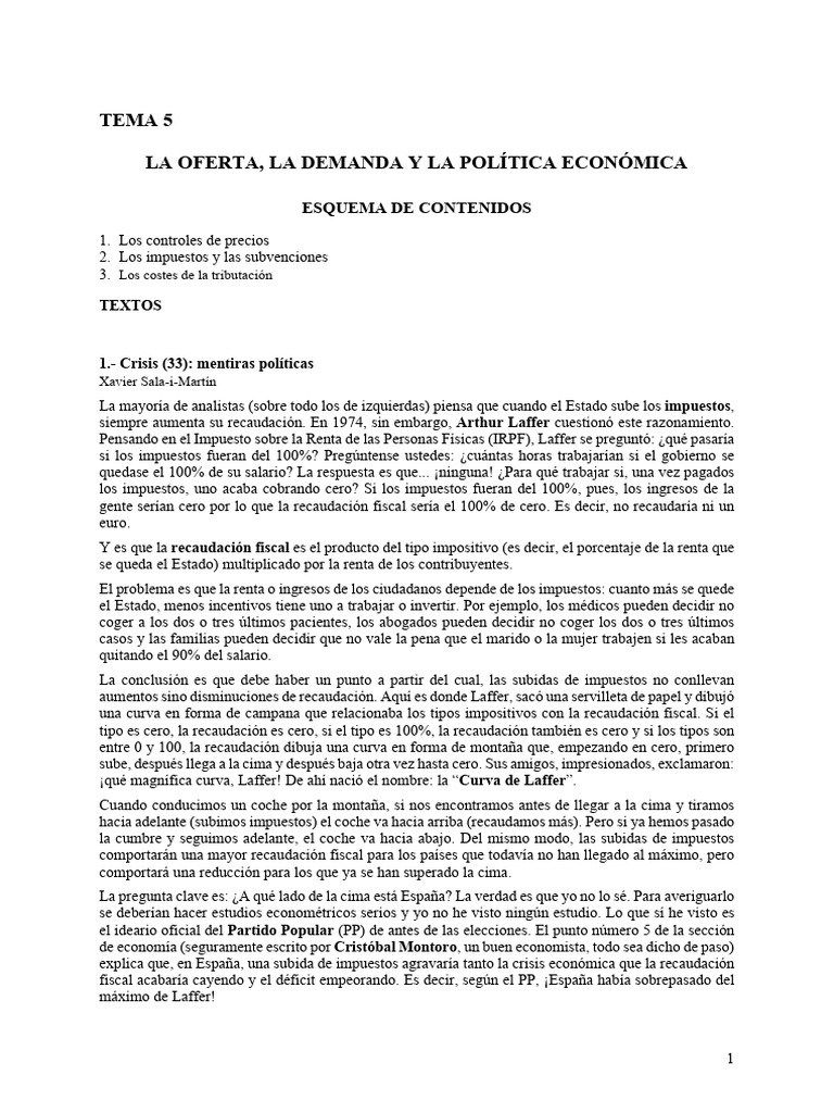 Prácticas Tema 5 2022-23 | PDF | Oferta (economía) | Excedente económico