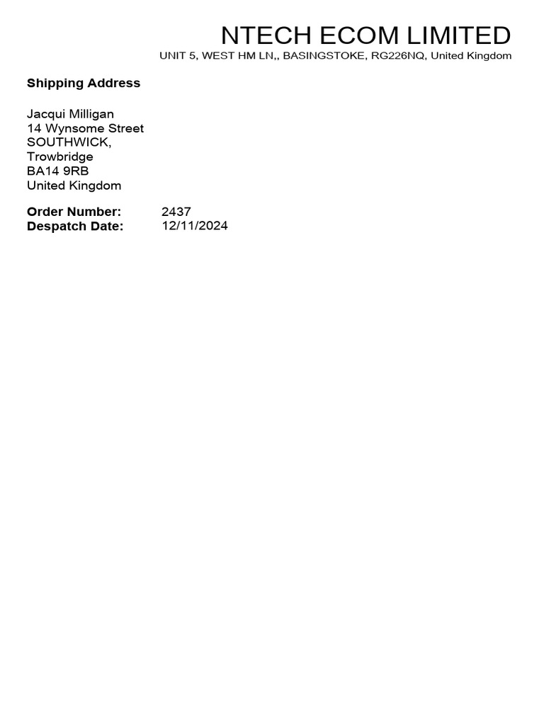 Order 2437 Label | PDF